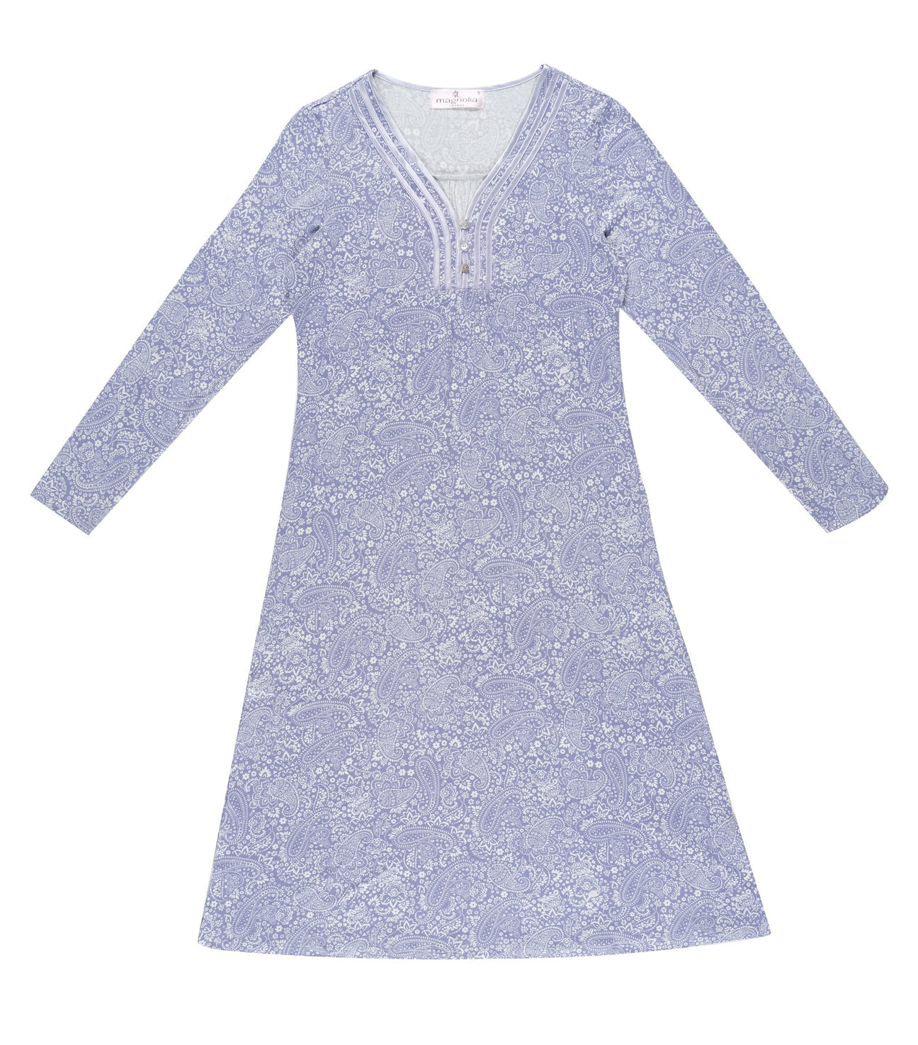 Dawn Paisley Bamboo Elastane Henley Winter Nightie | Magnolia Lounge ...