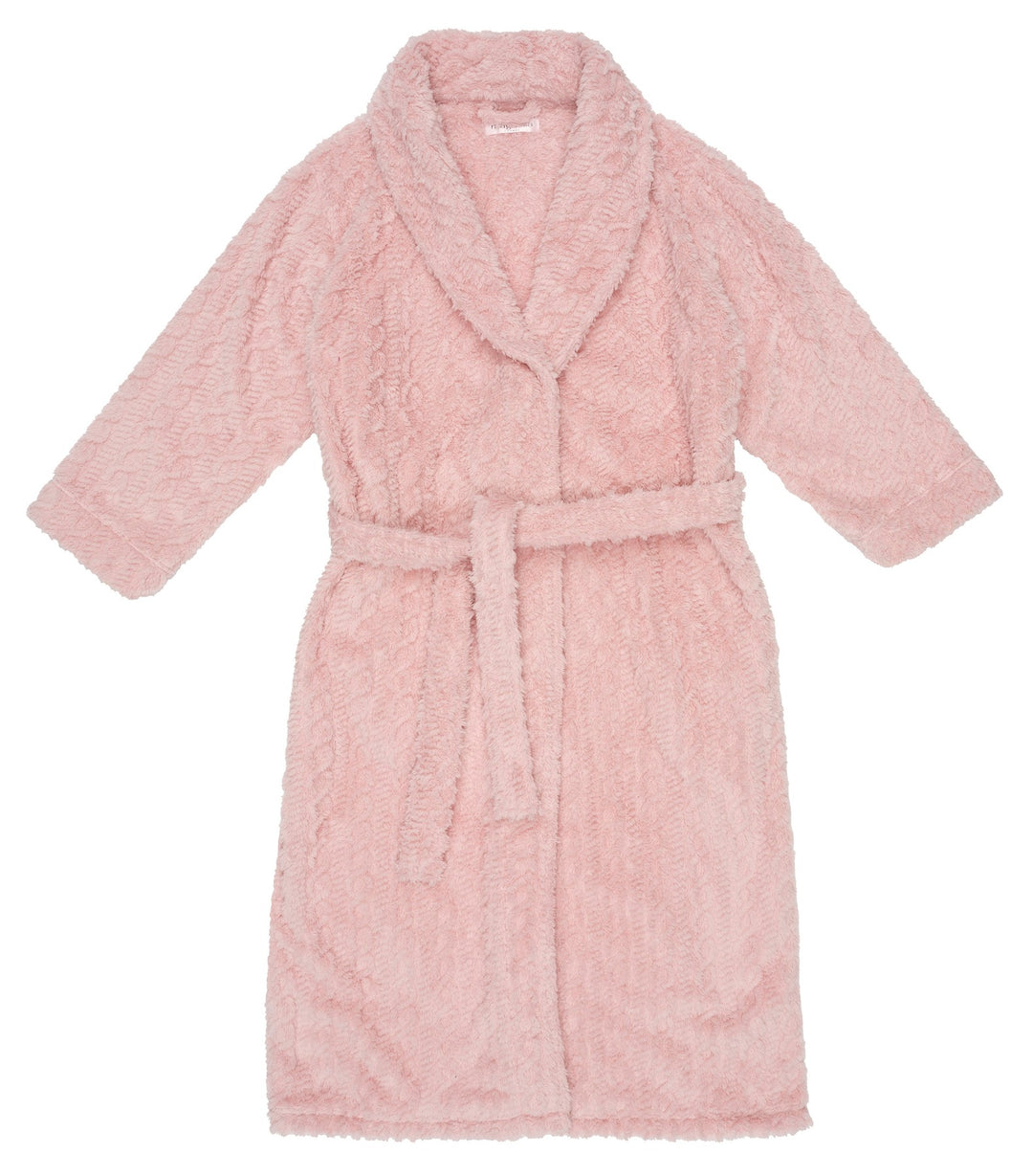 Dusty Pink Womens Long Lux Sherpa Fleece Dressing Gown | Winter ...