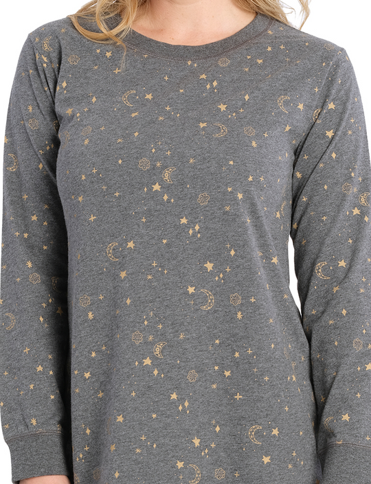 Starry Night Cotton Jersey Long Sleeve Nightie | Shop Womens Winter ...